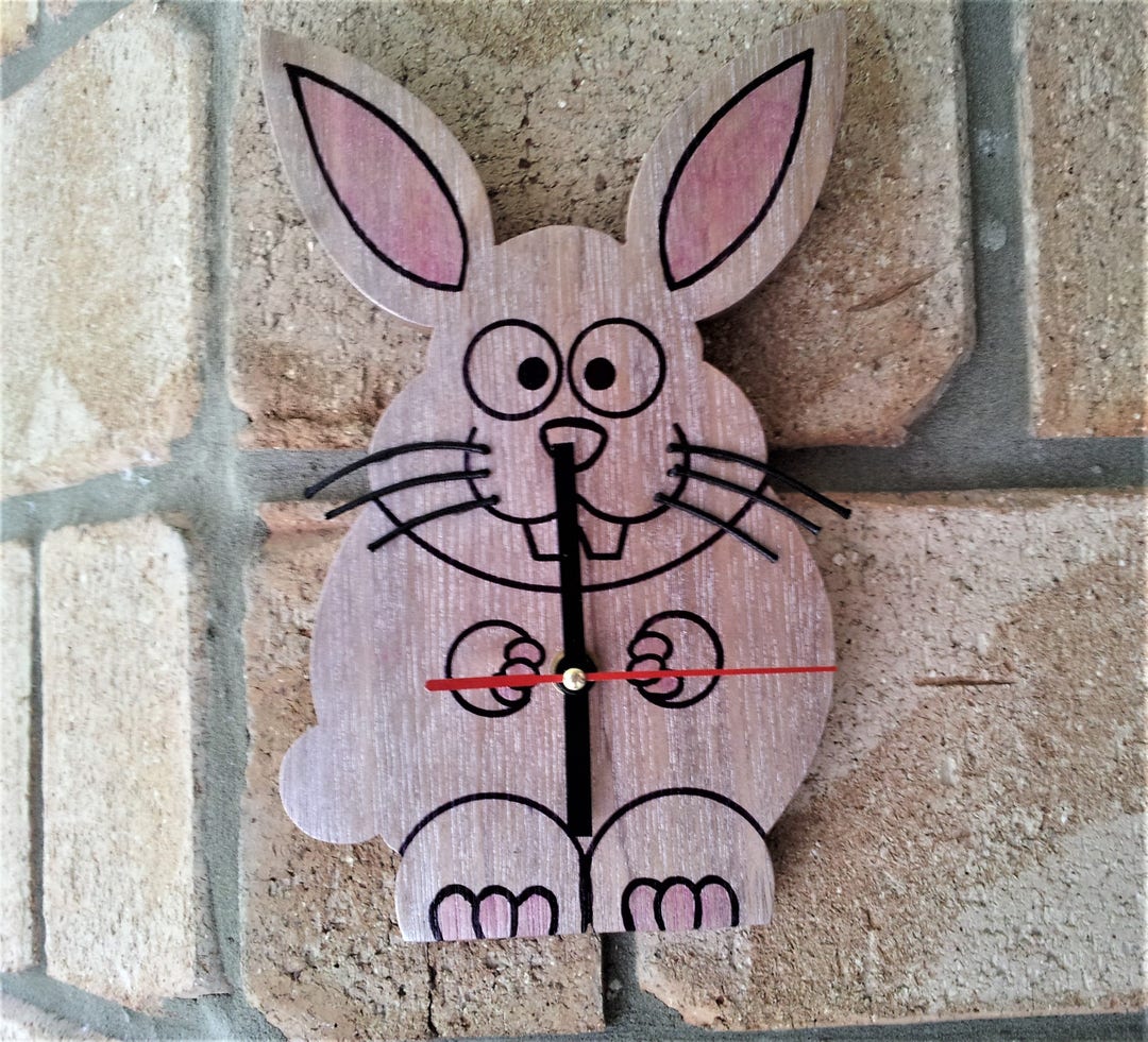 Bunny Clock Made With Recycled Wood, Easter Gift, Rabbit Wall Clock - Etsy