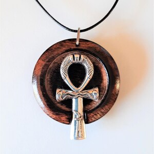 Ankh Necklace in Burnt Oak, Key of Life Pendant, Ankh Jewelry, Rustic ...