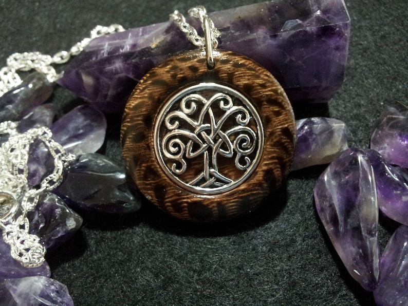 Triquetra Tree of Life Necklace in Burnt Oak Spiritual | Etsy