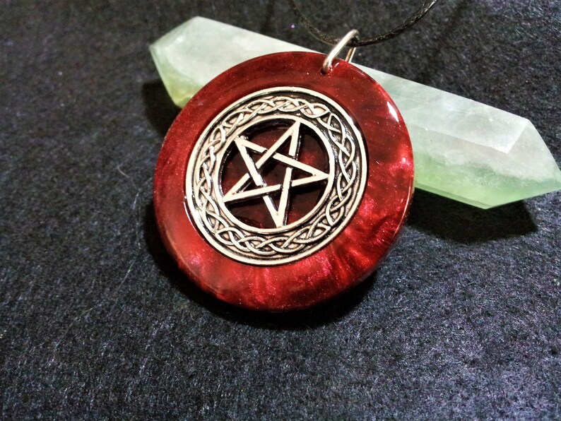 Pentacle Pendant in Ruby Red Resin Powerful Amulet - Etsy