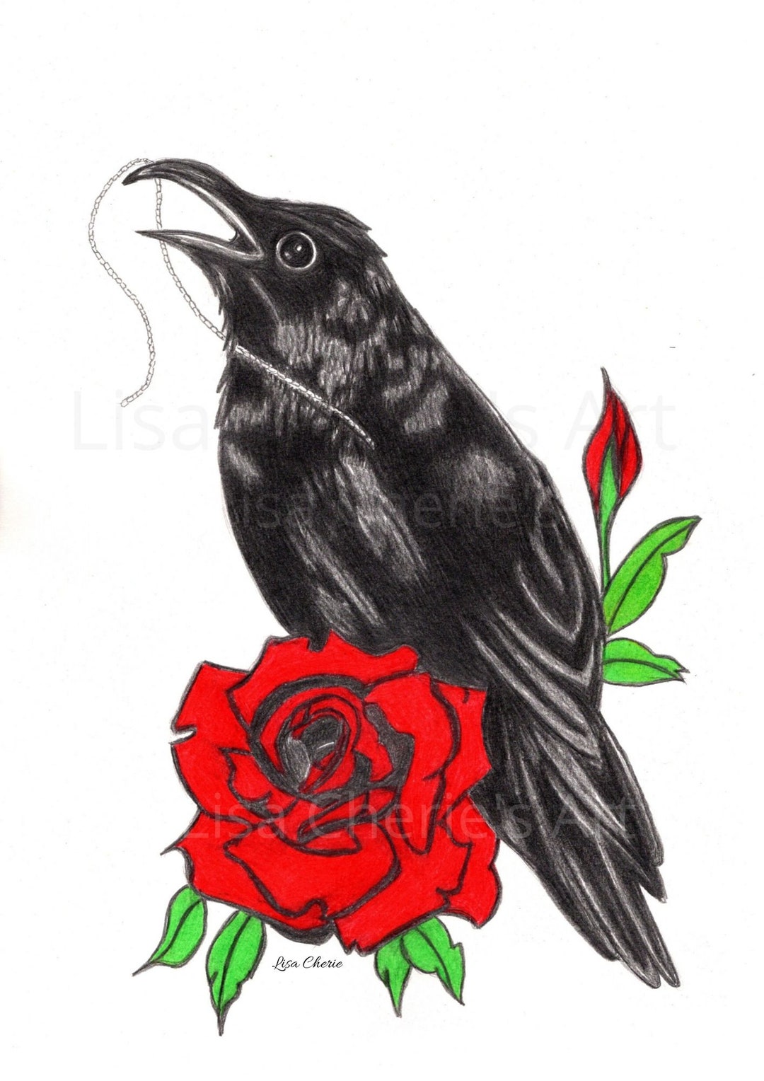 Raven and Rose A3 Print, Gothic Style Art - Etsy