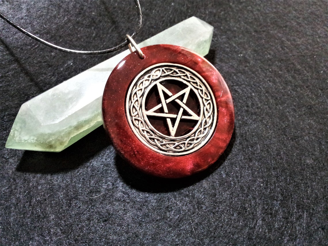 Pentacle Pendant in Ruby Red Resin Powerful Amulet - Etsy