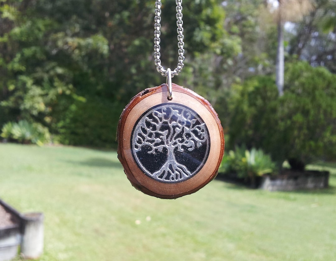 Recycled Laurel Wood and Resin Tree of Life Pendant - Etsy