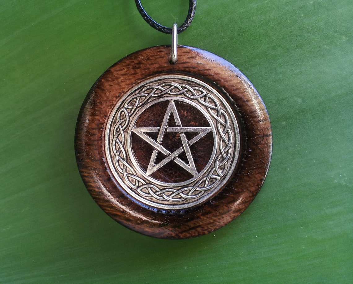 Pentacle Pendant in Burnt Oak rustic unisex jewelry | Etsy