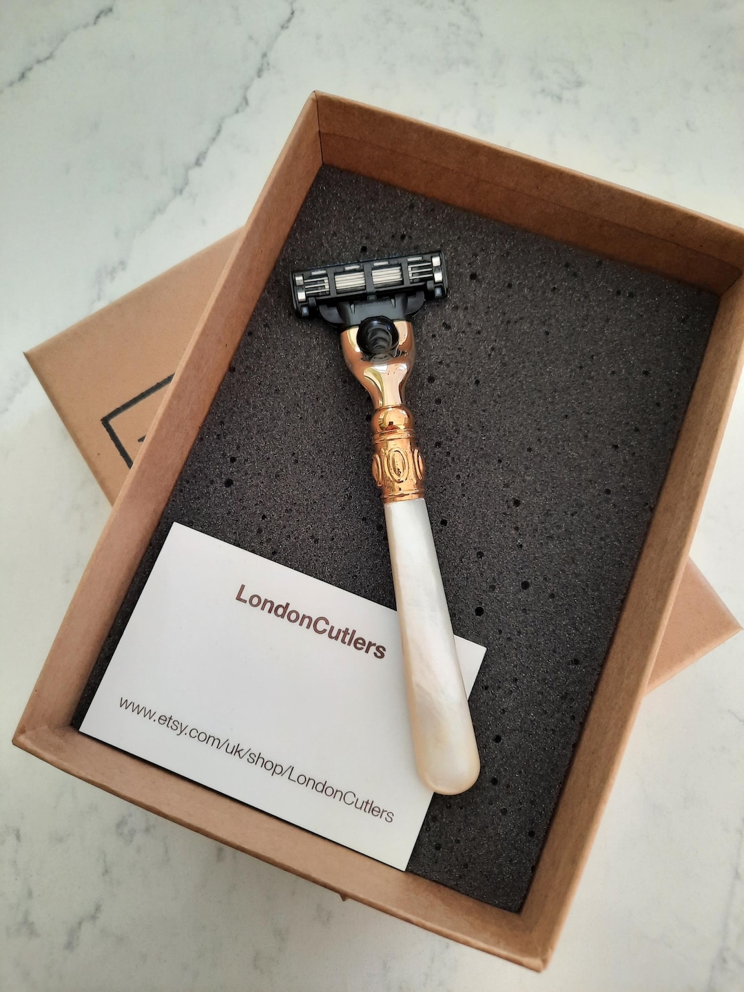 Mach 3 Razor With Mother of Pearl Handle, Recycled Antique Cutlery ...