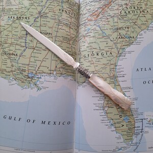 EPNS Letter Opener, Carved Mother of Pearl Handle With Ornate Ferrule ...