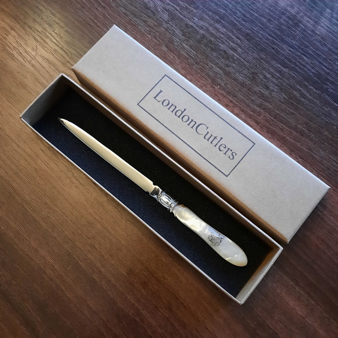 Small Letter Opener Carved Mother of Pearl Handle Stainless - Etsy