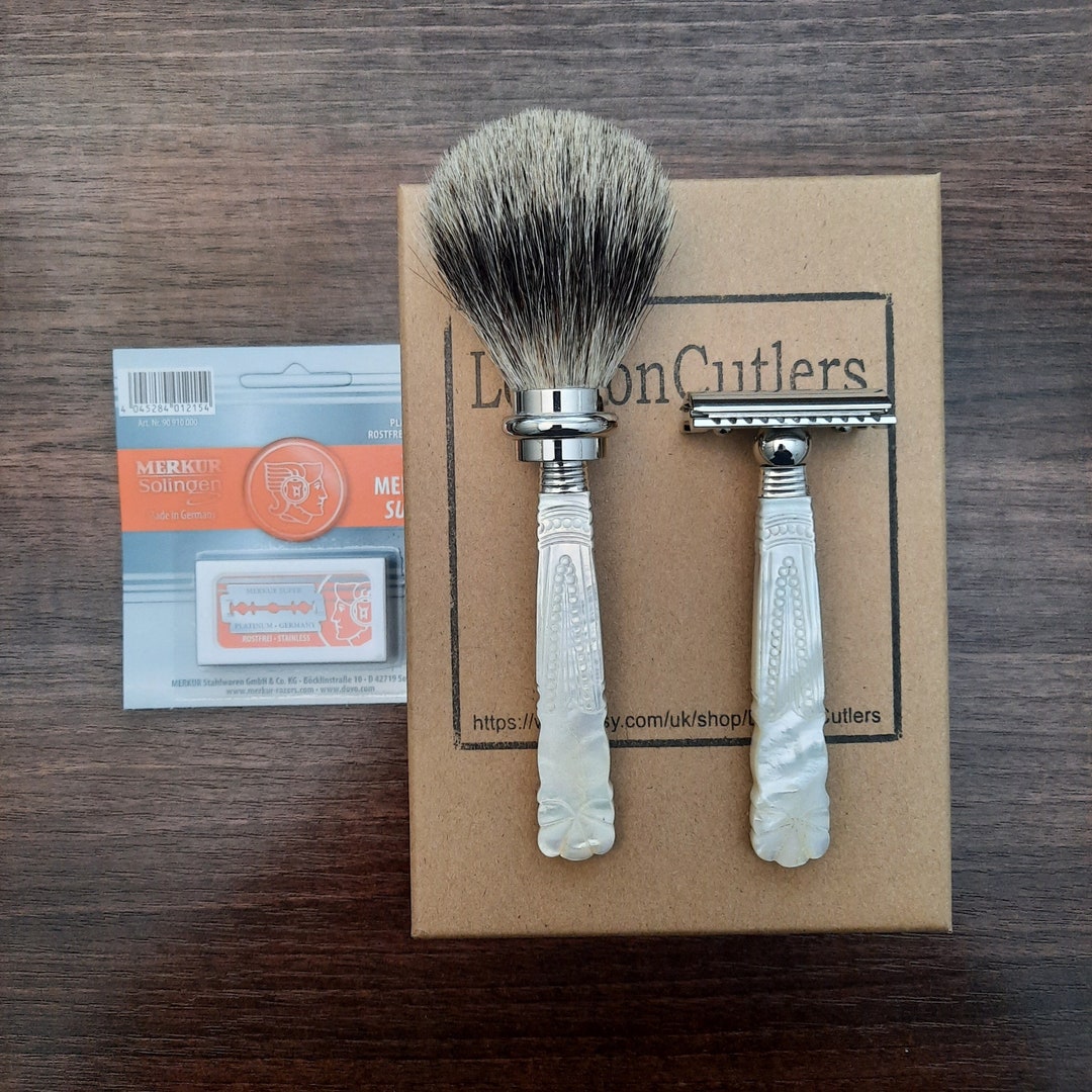 Double Edge Razor Set With Antique Mother of Pearl Handles Fantastic ...