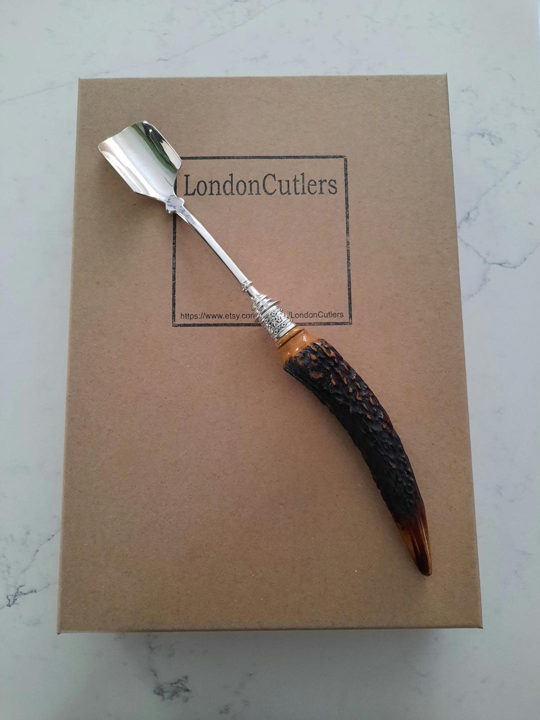 Sterling Silver Stilton Scoop Hallmarked Sheffield 1914, Horn Grip ...