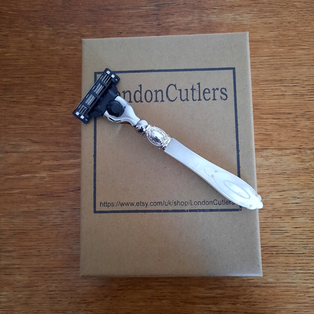 Mach 3 Razor With Antique Mother of Pearl Handle, Upcycled Cutlery ...