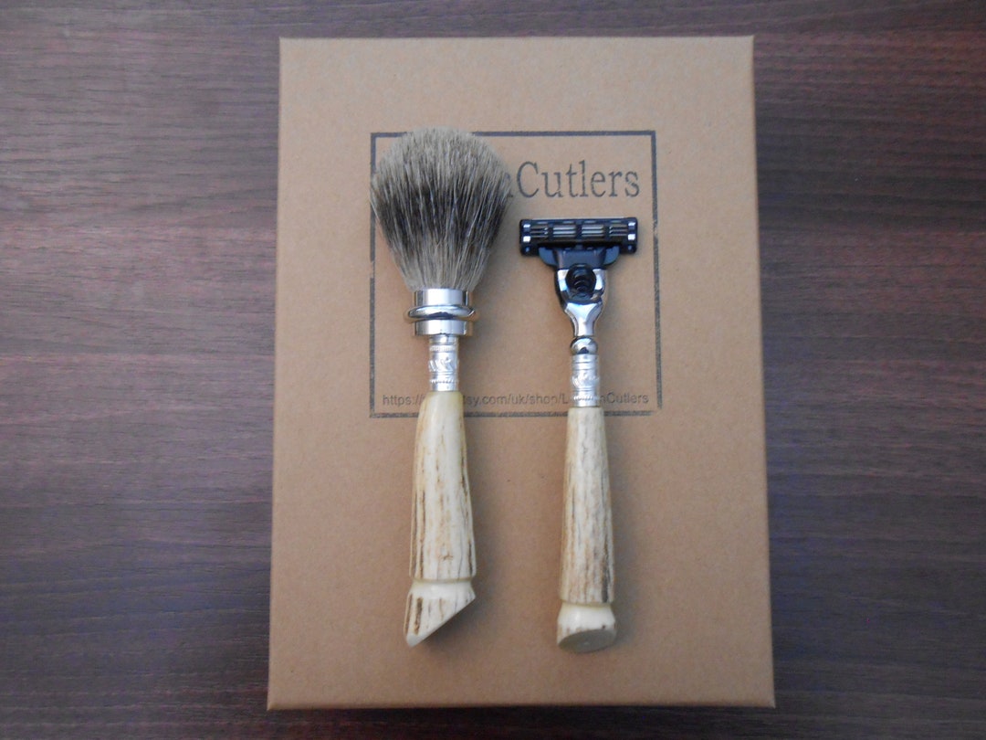 Horn Handled Mach 3 Shaving Set With Best Badger Bristles Recycled ...