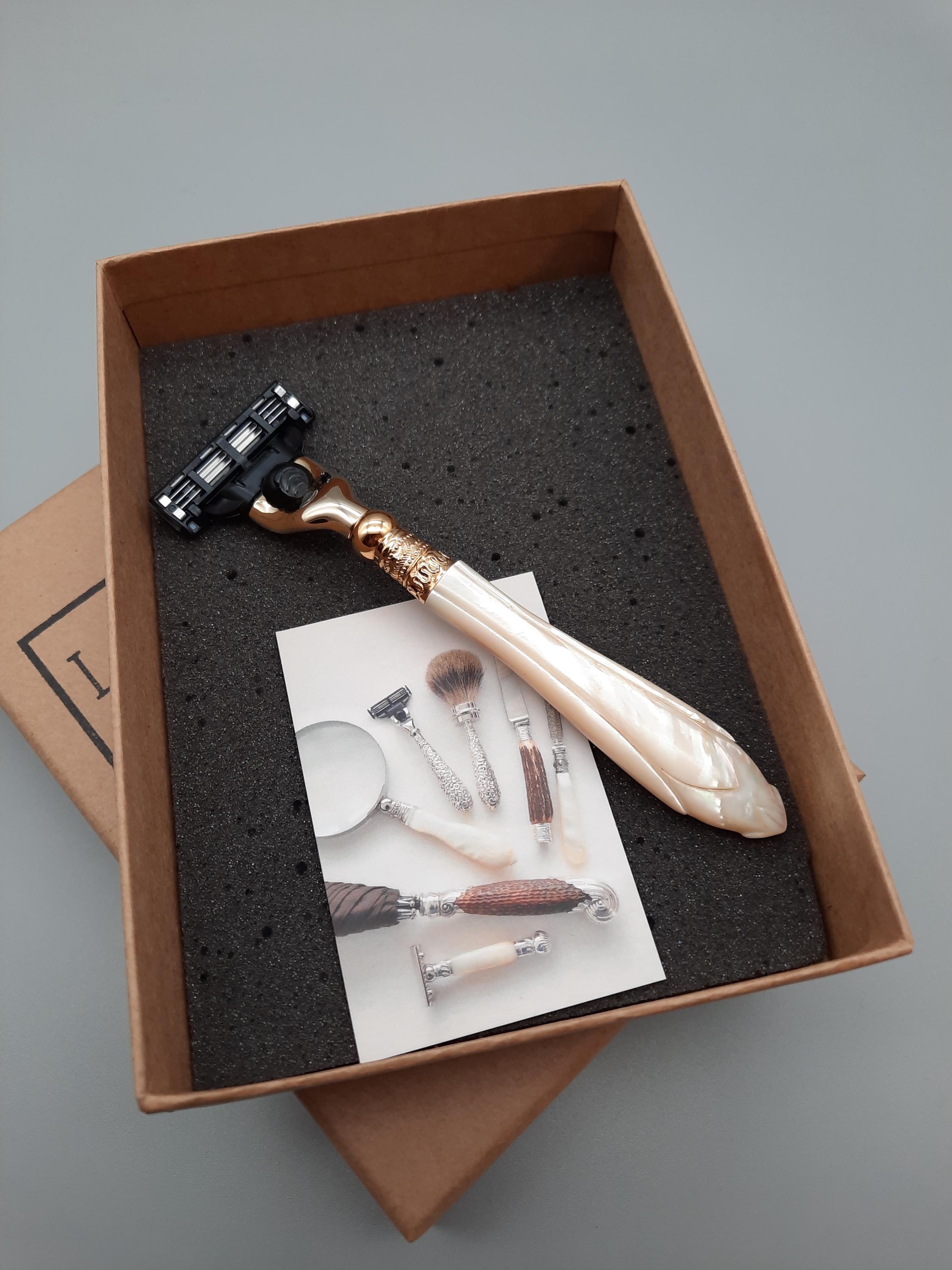 Mach 3 Razor Carved Mother of Pearl Handle, Recycled Antique Cutlery ...