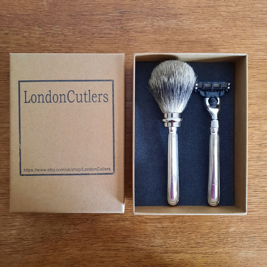 Sterling Silver Mach 3 Shaving Set With Best Badger Bristles, Wet ...
