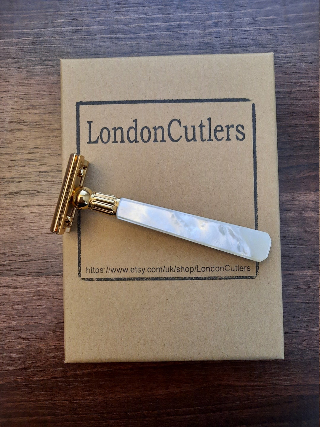 Double Edge Razor Art Deco Mother of Pearl Handle Gold Plated Merkur ...