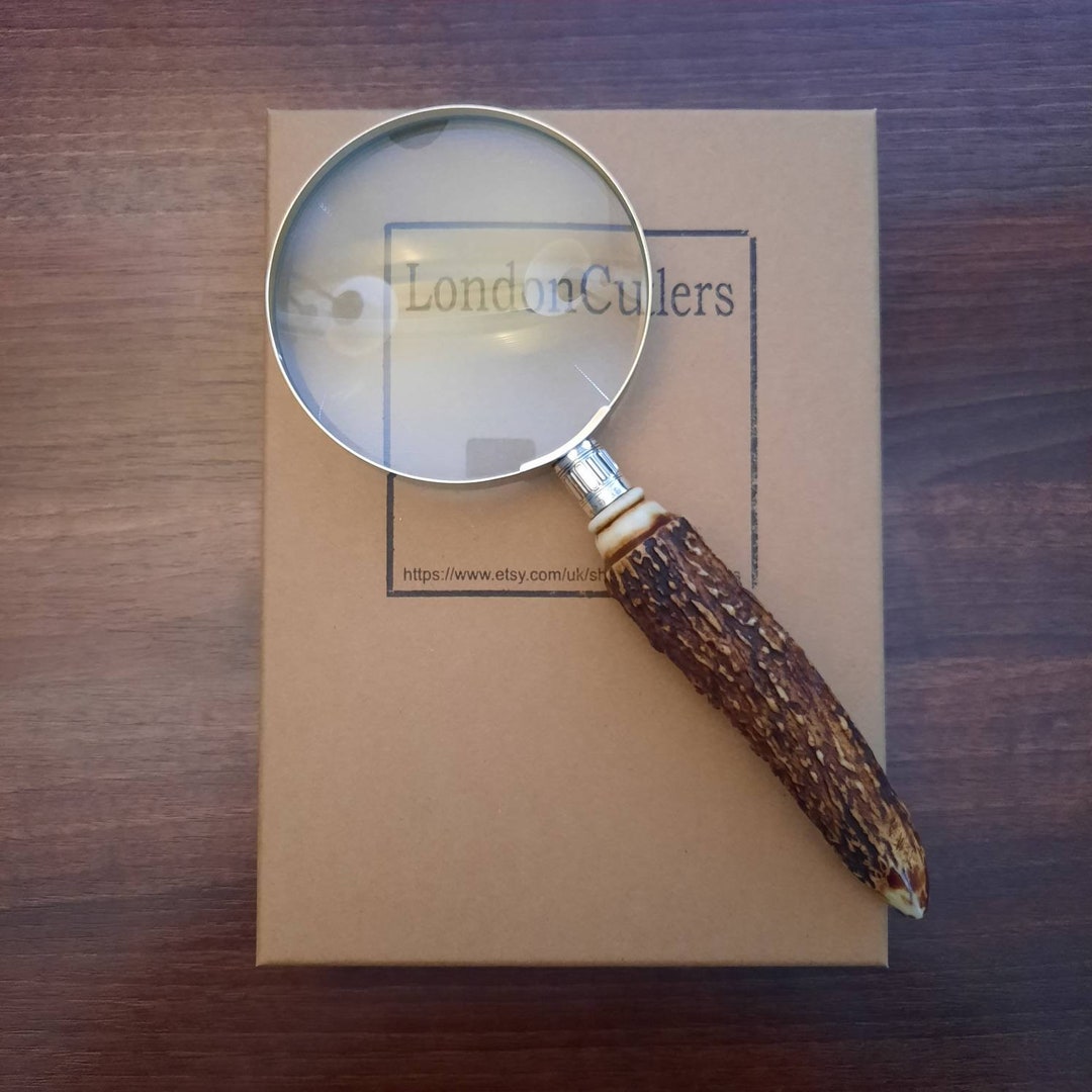 Magnifying Glass, Horn With Sterling Silver Ferrule, New Nickel Plated ...
