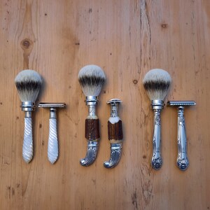 Double Edge Razor Set Vintage Horn Handle New Merkur Head Nickel Finish ...