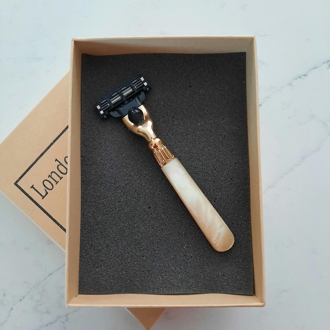 Mach 3 Razor With Mother of Pearl Handle, Recycled Antique Cutlery ...