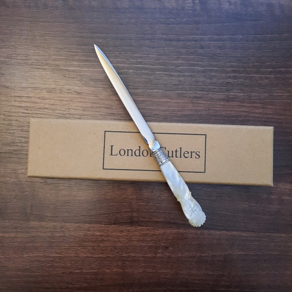 Small Letter Opener Carved Mother of Pearl Handle Stainless - Etsy