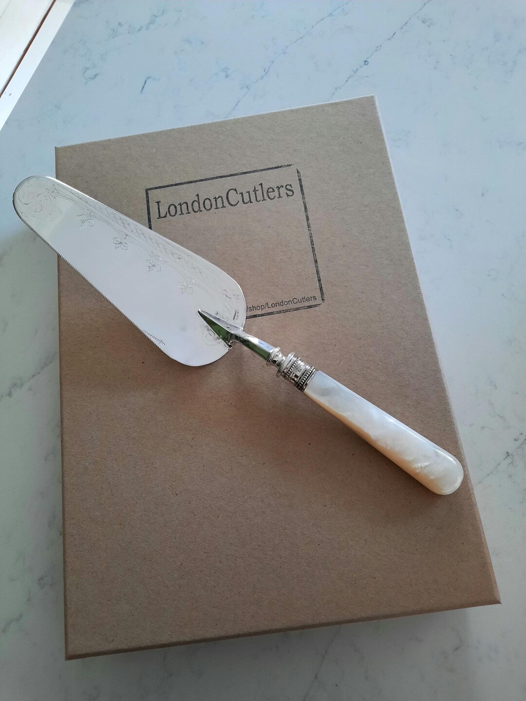 Silver Plated Cake Trowel With Mother of Pearl Handle, Unique Fluted ...