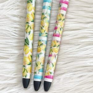 Lemon Glitter Pen | Striped Lemon Glitter Pen | Glitter Pen ...