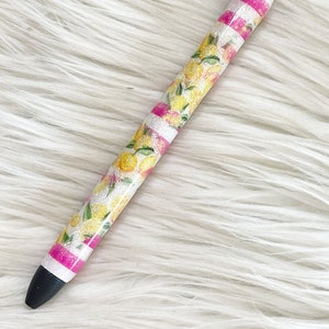 Lemon Glitter Pen | Striped Lemon Glitter Pen | Glitter Pen ...
