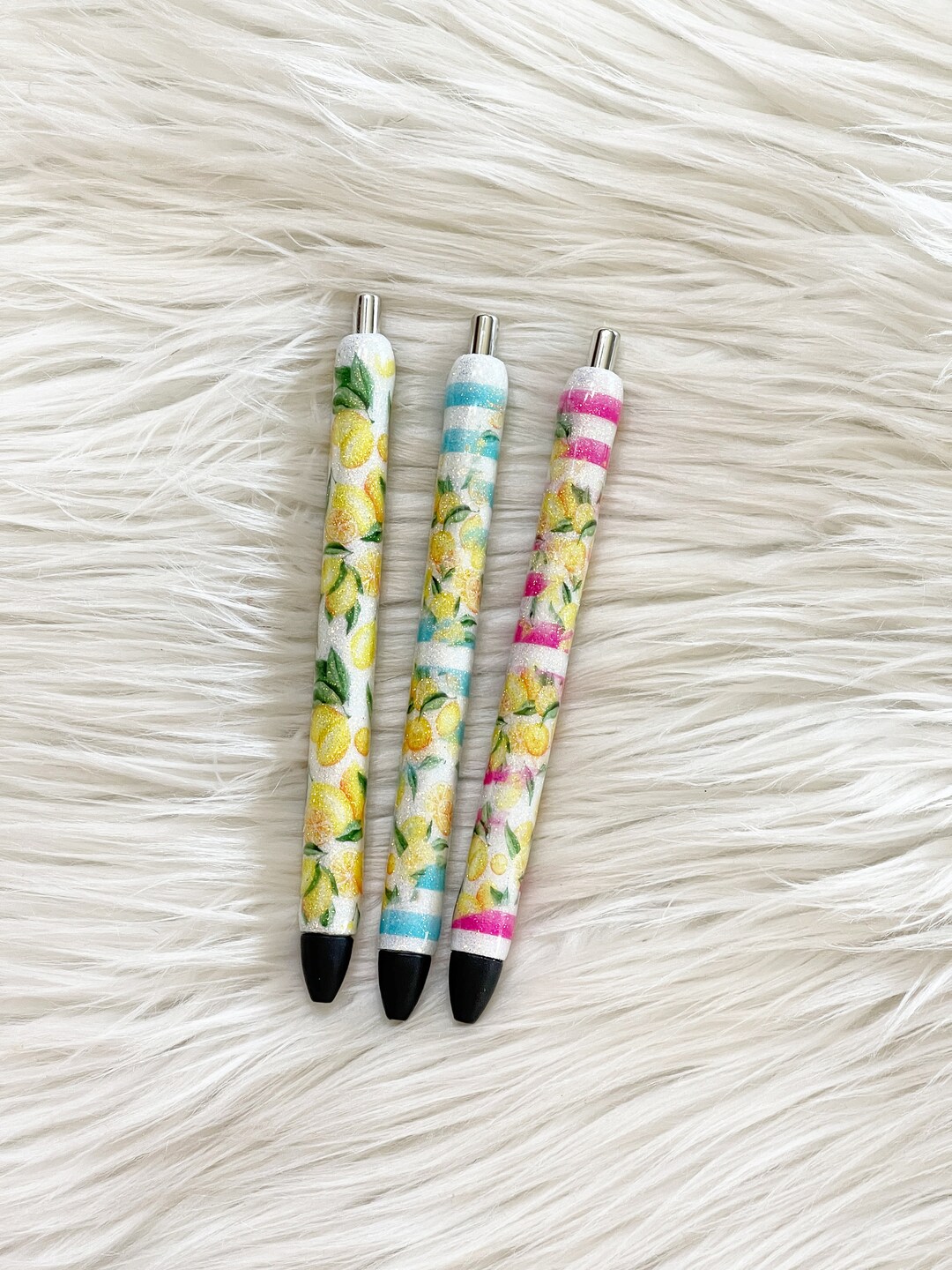 Lemon Glitter Pen | Striped Lemon Glitter Pen | Glitter Pen ...