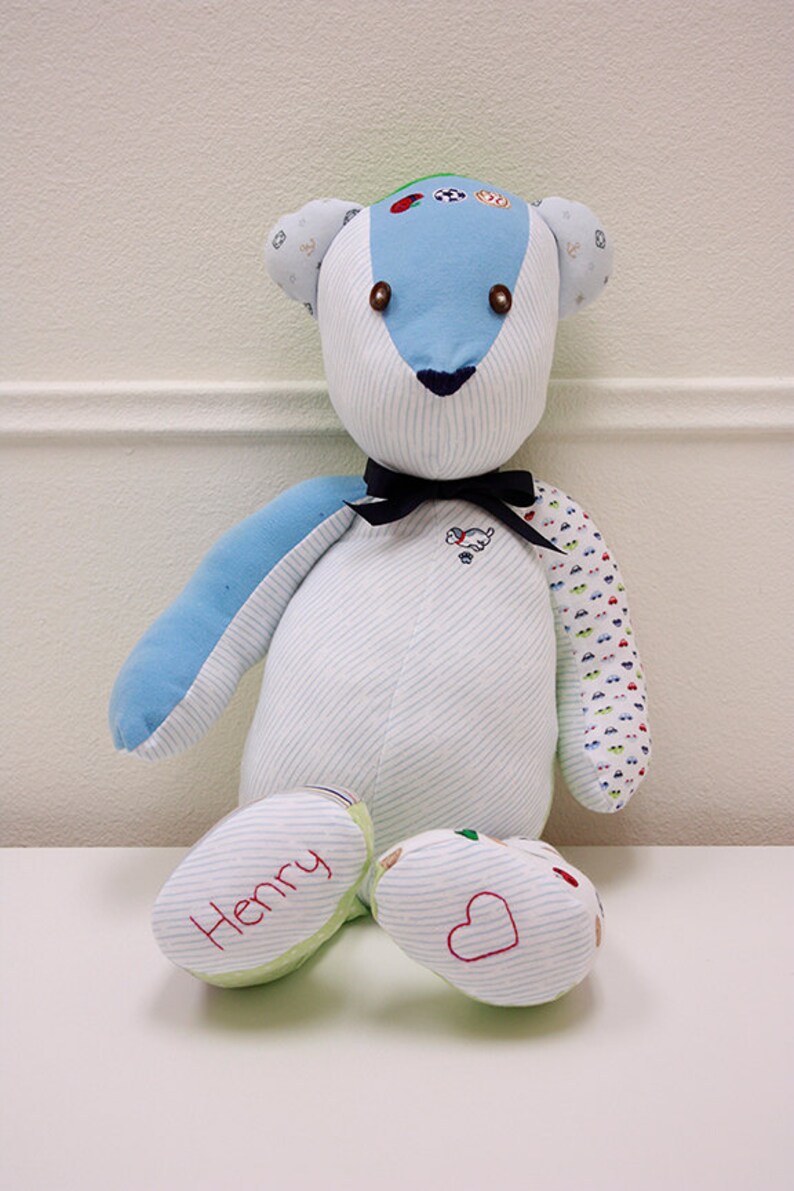 Personalized Memory Bear Made From Baby Clothes Custom Teddy Bear ...