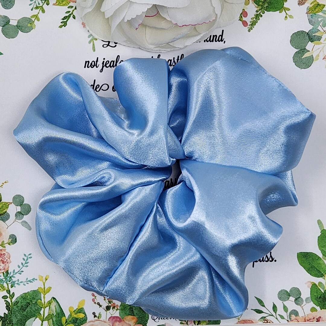 Light Blue Satin Scrunchie/wedding Bridal Prom Bridemaid Gift - Etsy