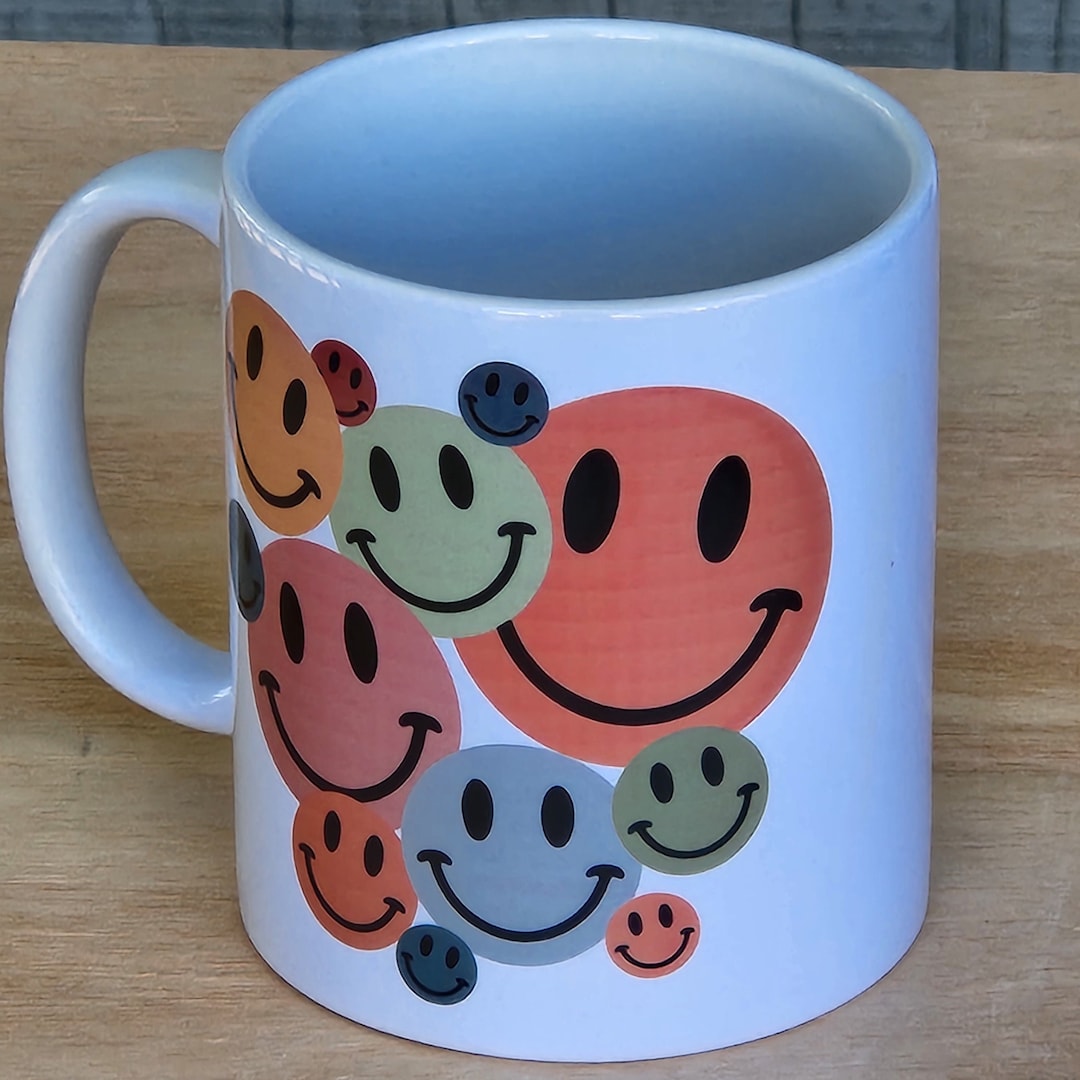 Smiley Face Coffee Mug/happy Face Mug/retro Coffee Mugs/boho Coffee ...