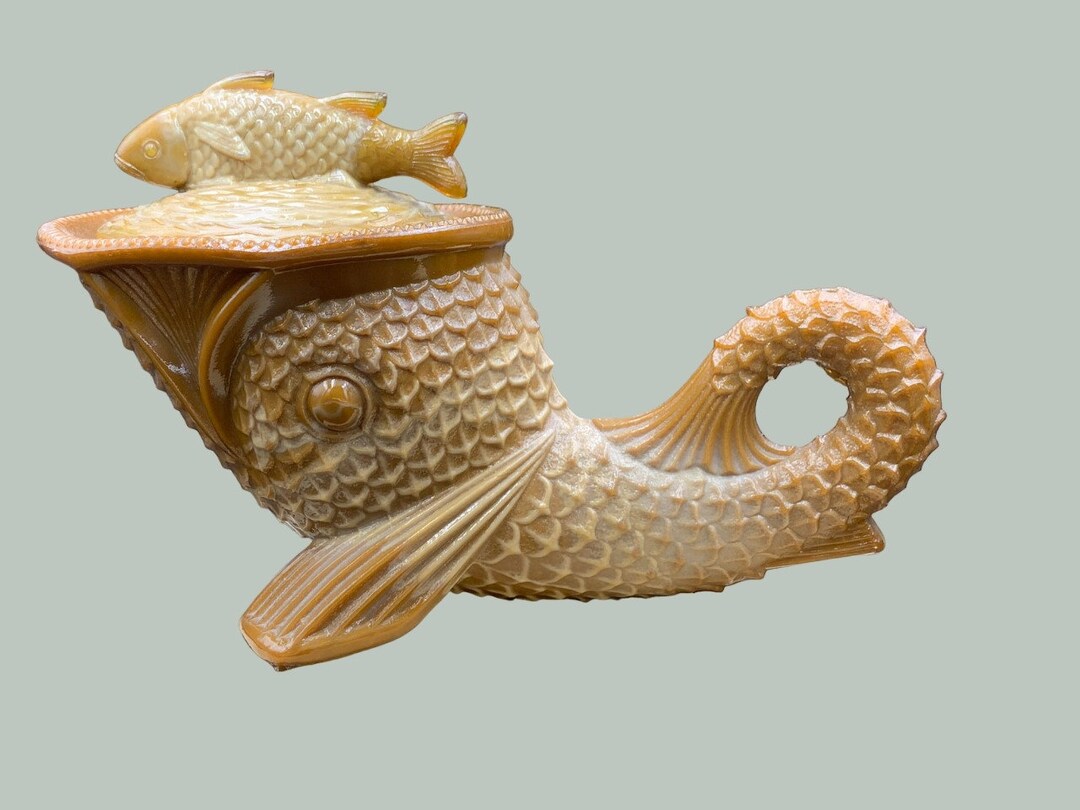 Greentown Indiana Covered Dolphin Dish - Etsy