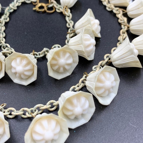 Antique 1930's Celluloid Necklace Bracelet Set - Gem