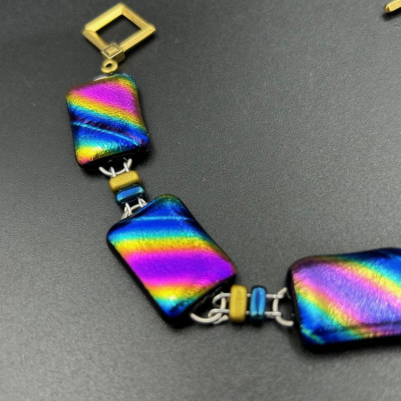 Custom Rainbow Dichroic Glass Bracelet - Etsy