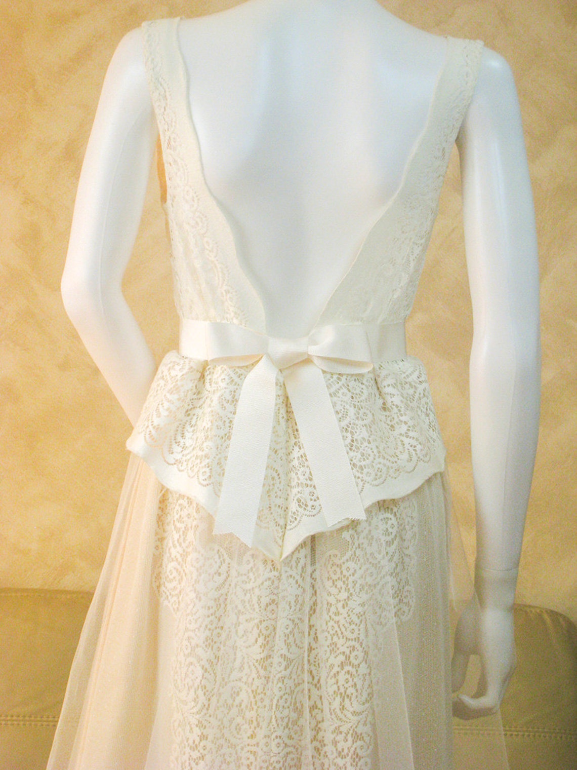 SALE. Exclusive Cream Lace Wedding Dress, Bridal Dress Made From ...