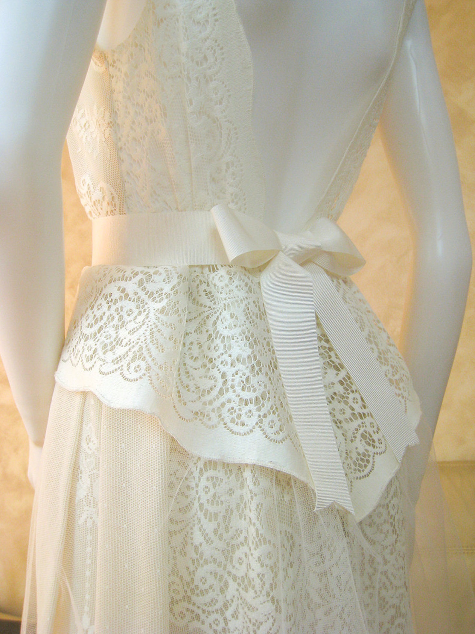 SALE. Exclusive Cream Lace Wedding Dress, Bridal Dress Made From ...