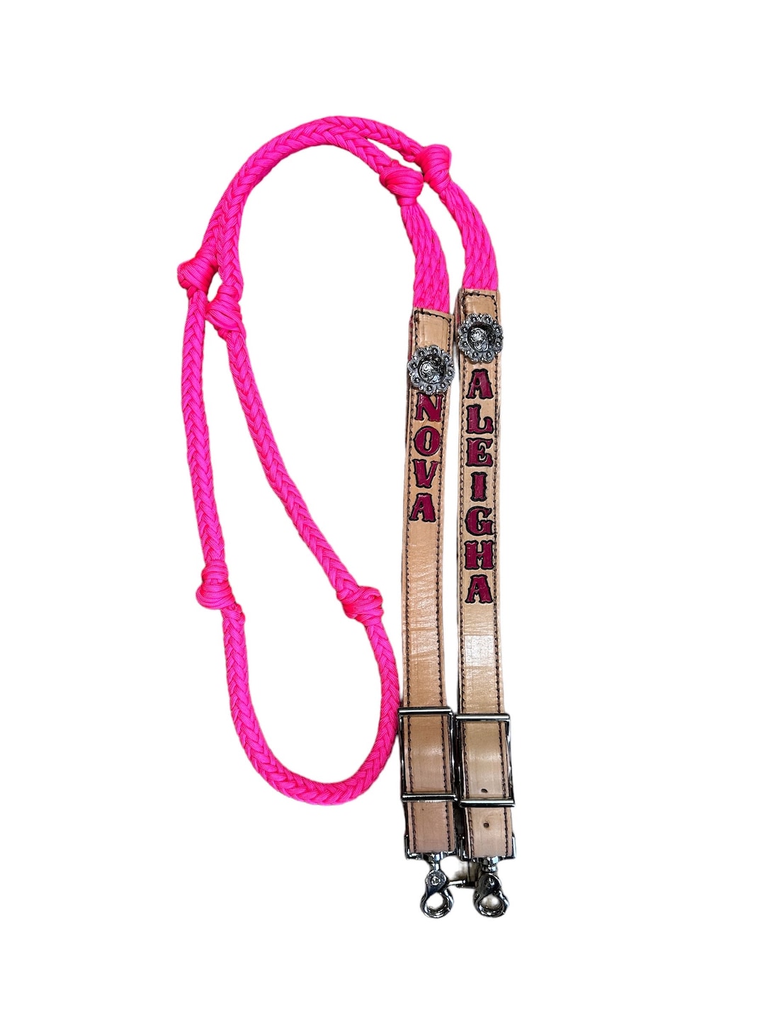 Barrel Reins, Leather and Paracord Rein Personalized - Etsy