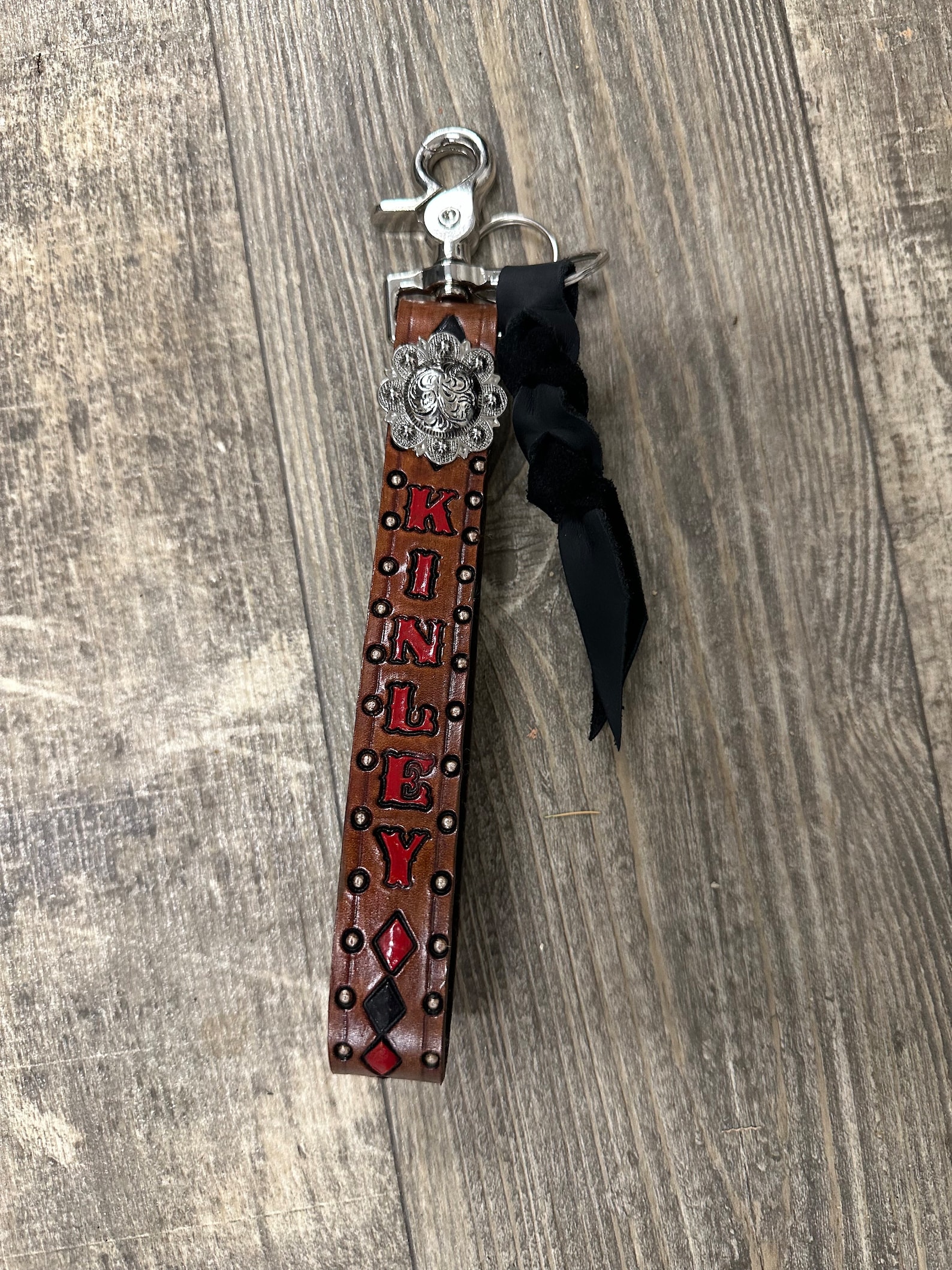 Personalized Leather Wristlet Keychain Hand Handtooled and Painted - Etsy