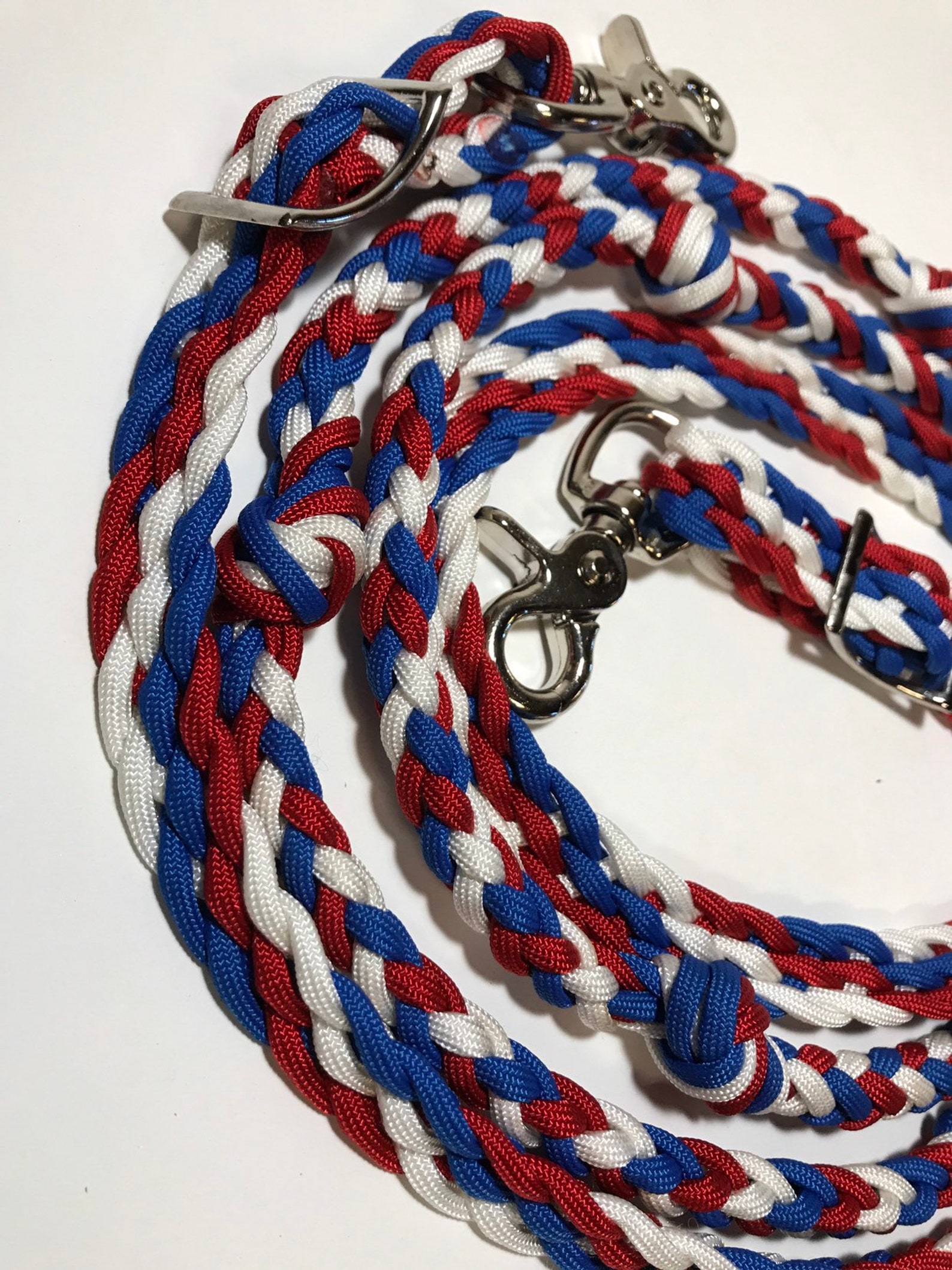 Red White and Blue Barrel Reins With Grip Knots | Etsy