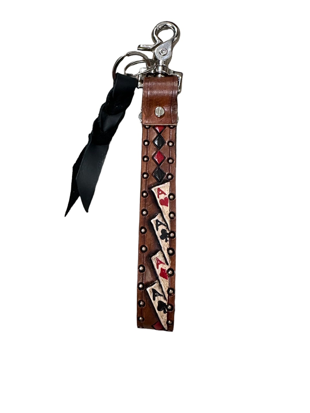 Personalized Leather Wristlet Keychain Hand Handtooled and Painted - Etsy