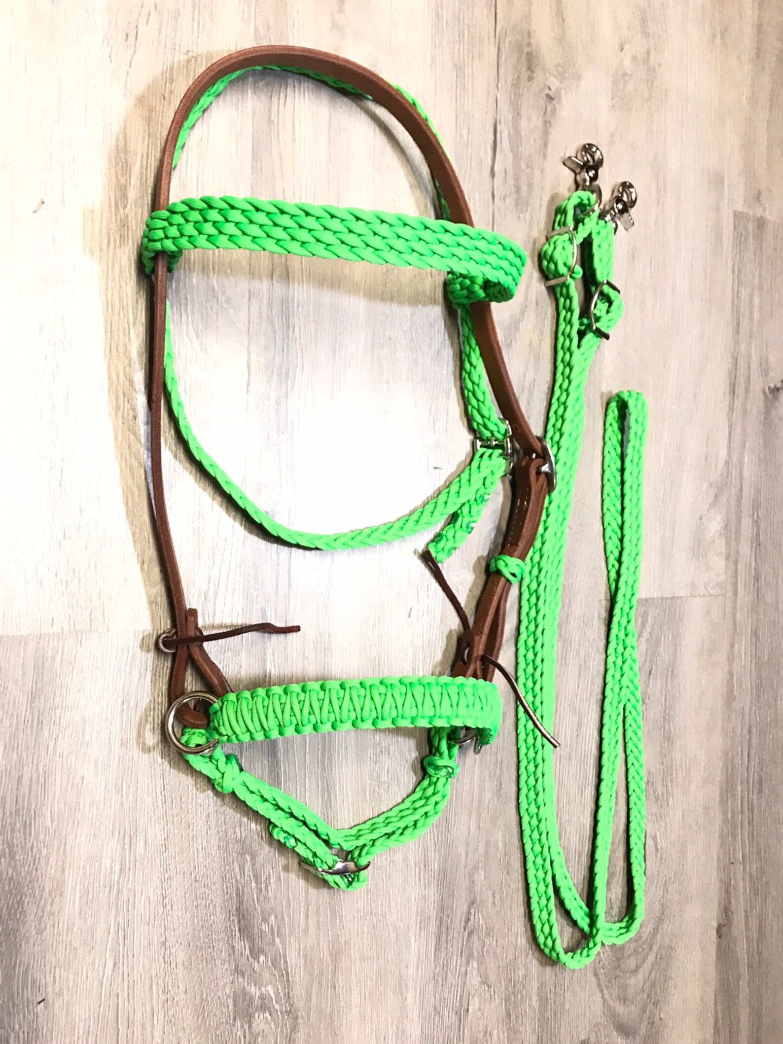 Leather Bitless Bridle Set Leather With Paracord | Etsy