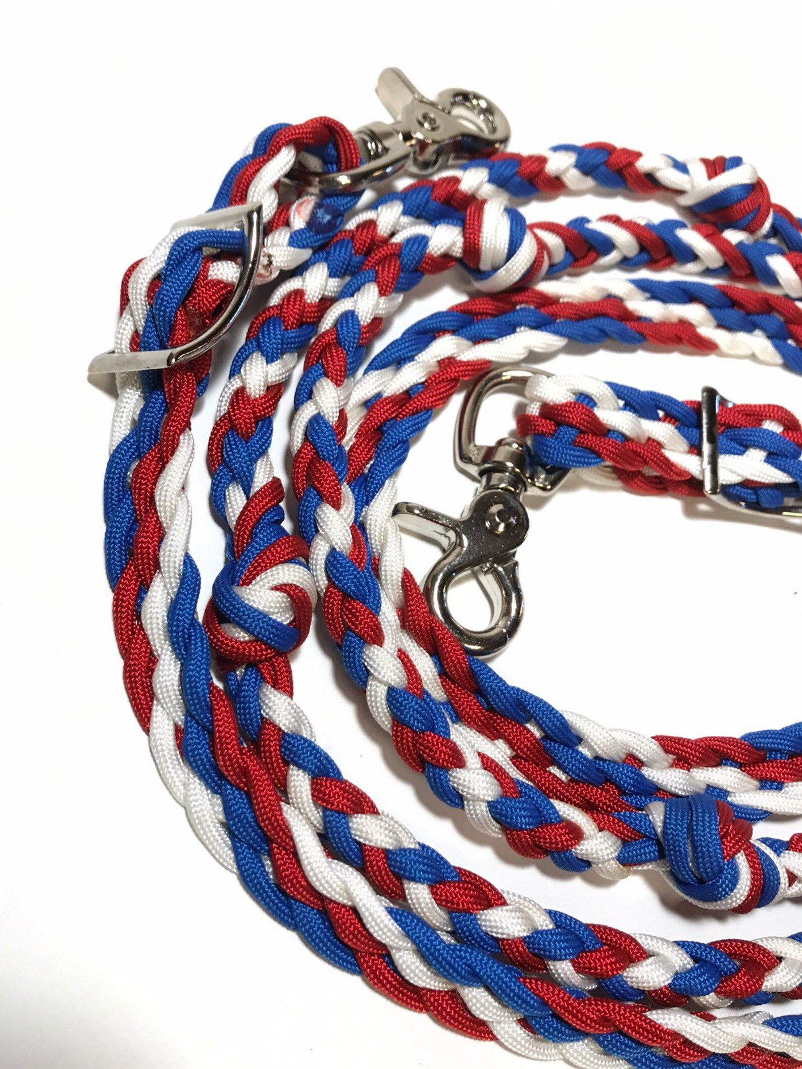 Red White and Blue Barrel Reins With Grip Knots | Etsy