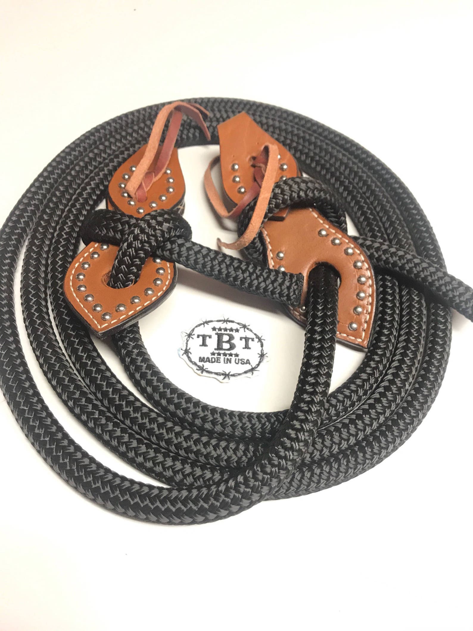 Black Yacht Rope Rein With Leather Tie on Slobber Strap - Etsy