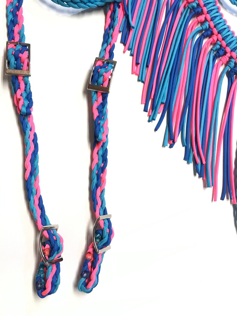 Horse Tack Set Turquoise Blue and Hot Pink Fringe Breast - Etsy