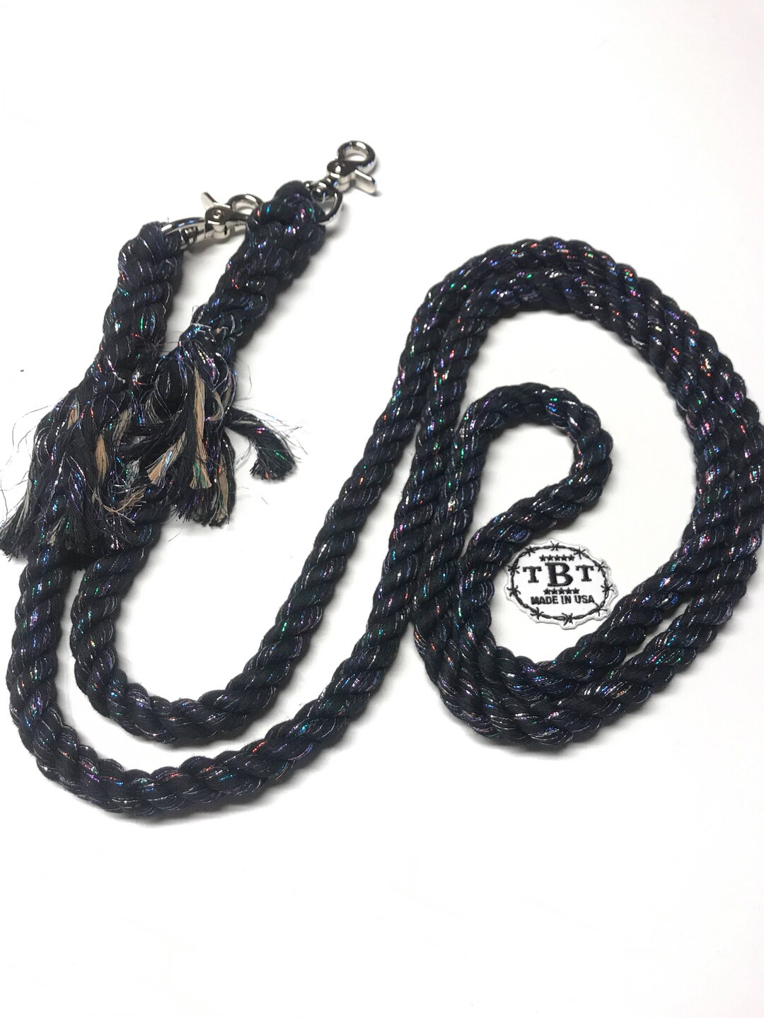Black Glitter Cotton Rein, Black Horse Tack, Cotton Rein, Twisted ...