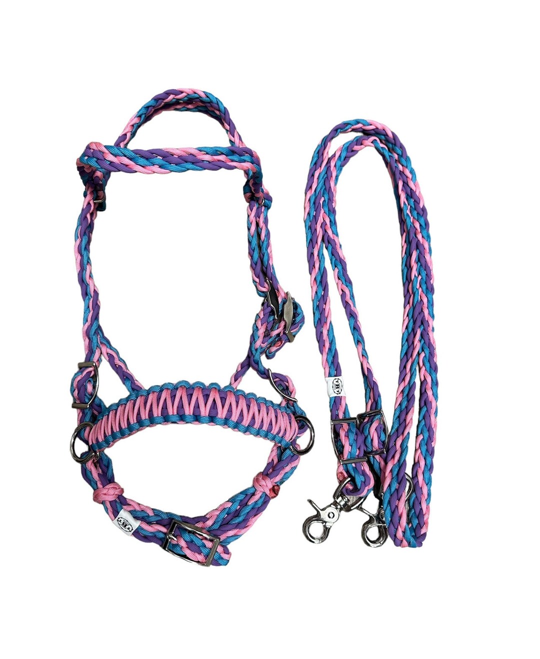 Pony Bitless Bridle, Light Pink, Lilac, and Turquoise Pony Bitless ...