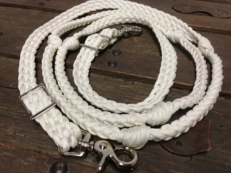 White Reins Barrel Reins With Knots Reins Paracord Reins - Etsy
