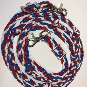 Red White and Blue Barrel Reins With Grip Knots - Etsy