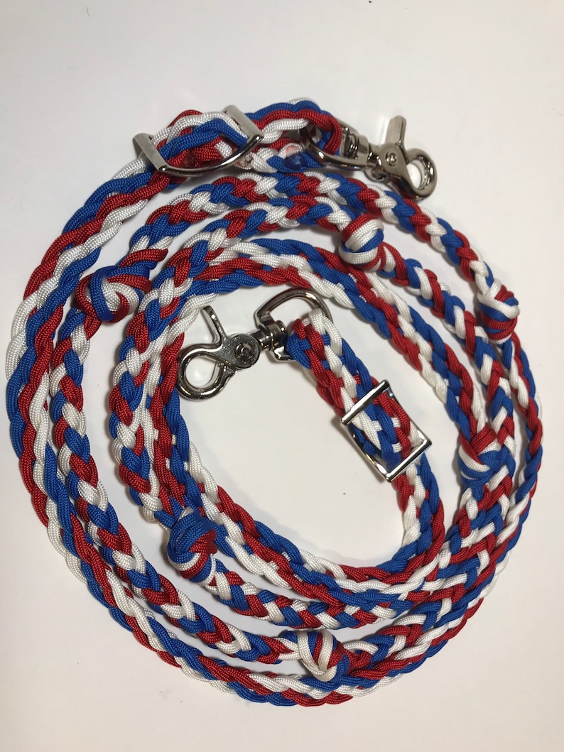 Red White and Blue Barrel Reins With Grip Knots | Etsy