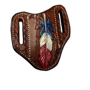 Leather Pancake Pocket Knife Sheath Handtooled and Hand Painted ...