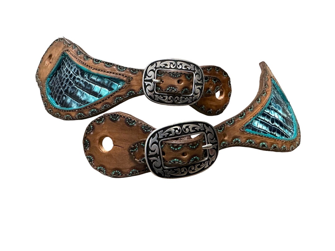Hand Tooled and Painted Spur Straps - Etsy