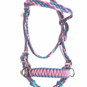 Pony Bitless Bridle, Light Pink, Lilac, and Turquoise Pony Bitless ...